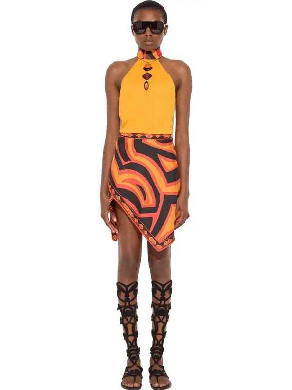 Emilio Pucci Halterneck Top With Silk Detail - Orange