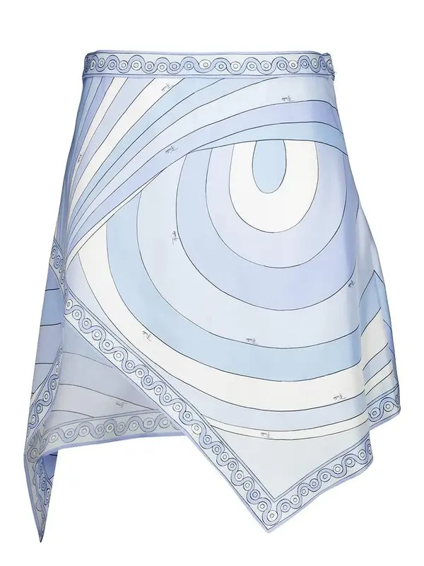 Emilio Pucci Pale Iride Silk Scarf Skirt - Blue