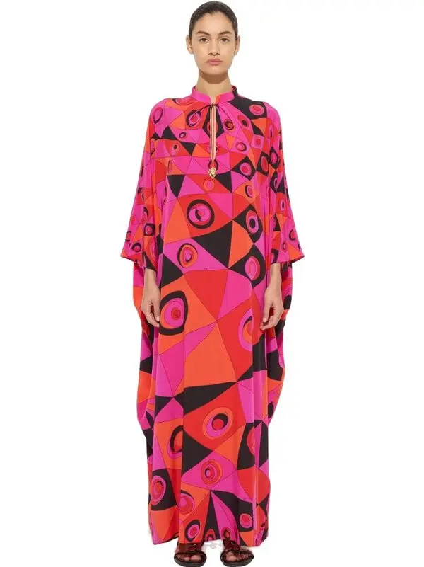 Emilio Pucci Silk Kaftan With Occhi Print - Pink