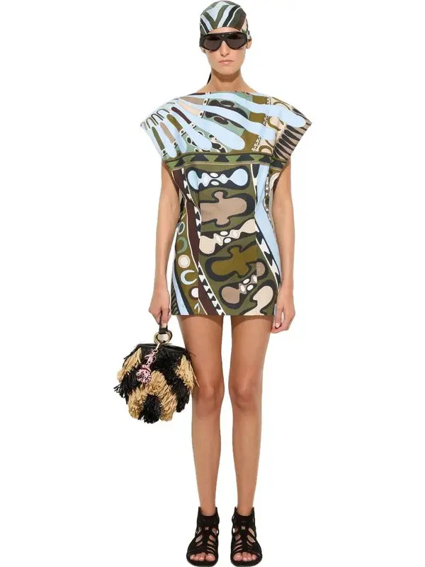 Emilio Pucci Panama Mini Dress With Soleil Print - Green