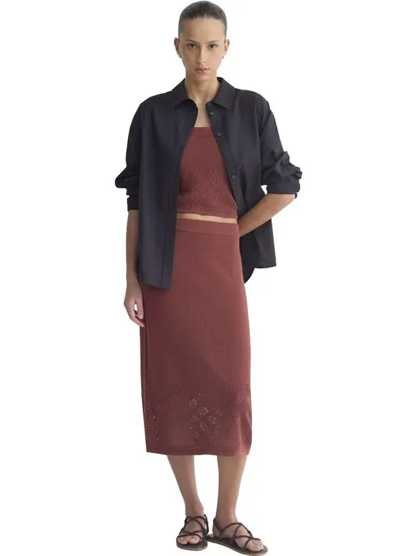 Everlane Lace-knit Maxi Skirt - Henna Red