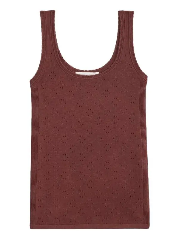 Everlane Linen Blend Eyelet Lace-trimmed Tank Top - Henna Red