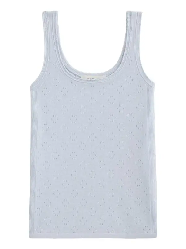 Everlane Linen Blend Eyelet Lace-trimmed Tank Top - Skywriting