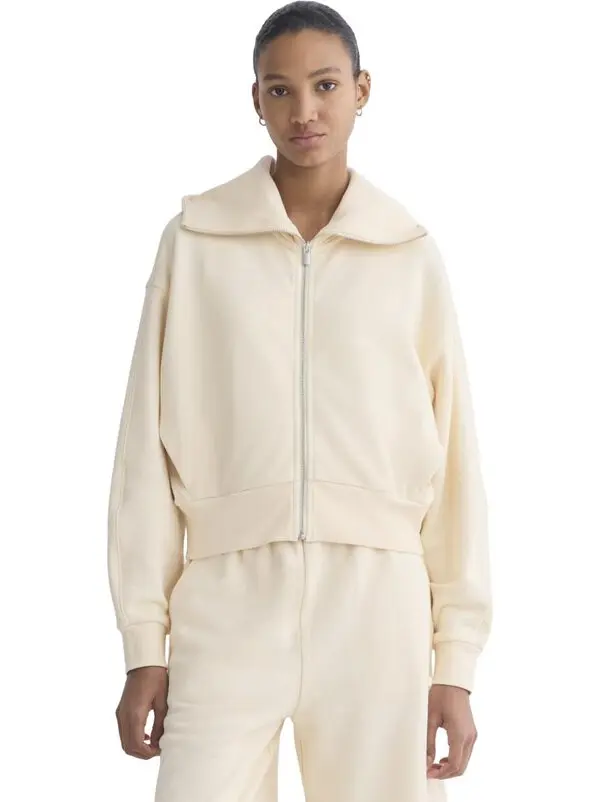Everlane Lightweight Terry Cropped Full-zip Hoodie - Parchment