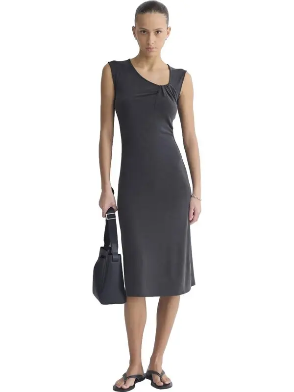 Everlane Knit Asymmetrical Midi Dress - Black