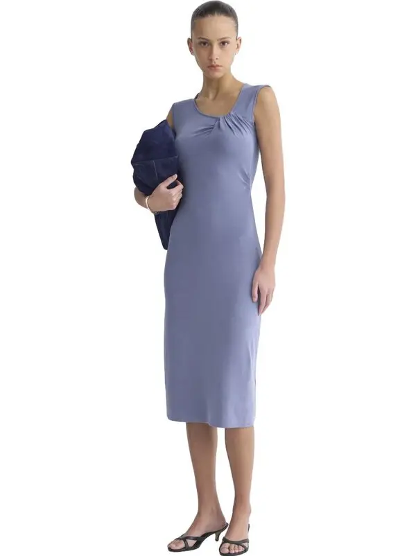 Everlane Knit Asymmetrical Midi Dress - Blue Dusk