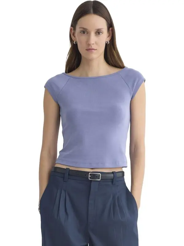 Everlane Boatneck Cap-sleeve Top - Blue Dusk