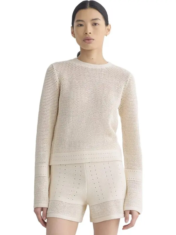 Everlane Open Knit Long-sleeve Crew Neck Sweater - Canvas