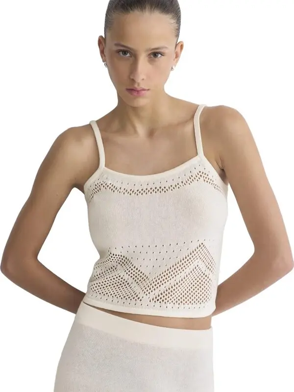 Everlane Lace-knit Cami Top - Bone