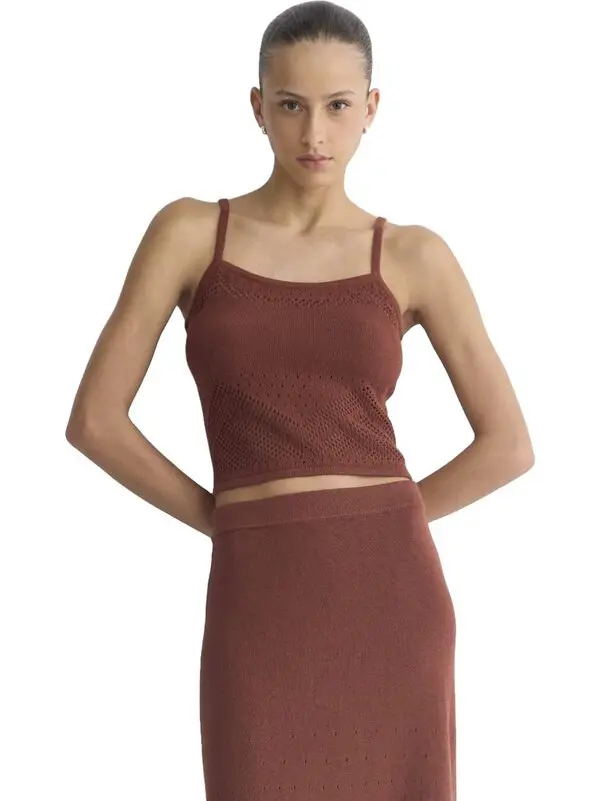 Everlane Lace-knit Cami Top - Henna Red