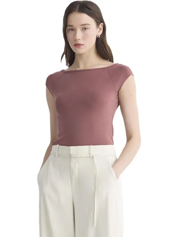 Everlane Boatneck Cap-sleeve Top - Henna Red
