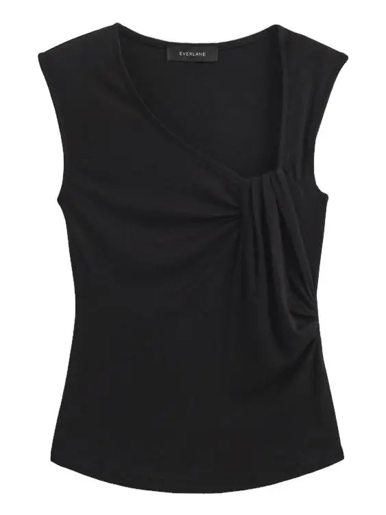 Everlane Asymmetrical Draped Top - Black