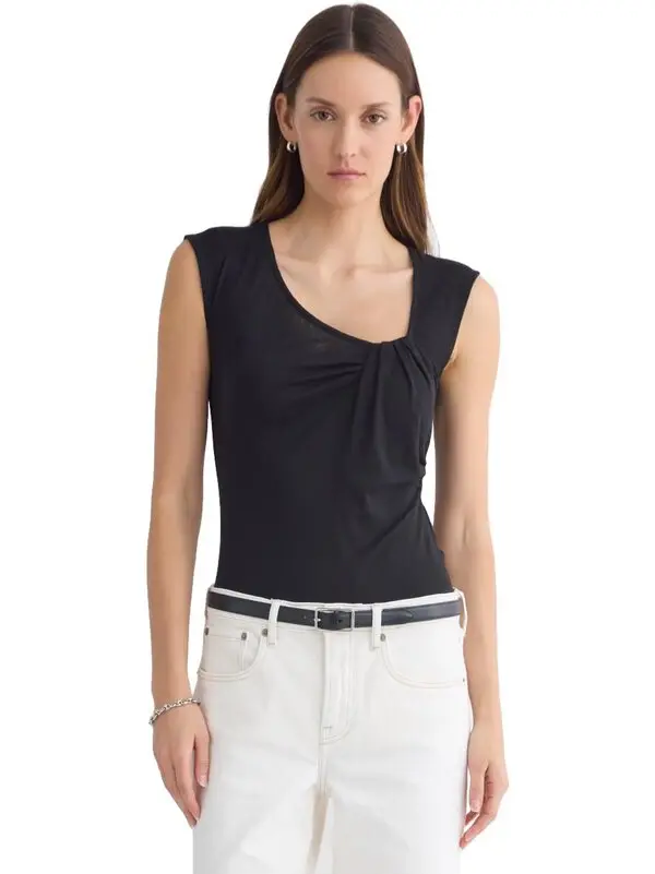 Everlane Asymmetrical Draped Top - Black