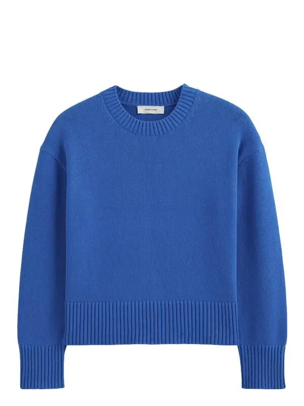 Everlane Boxy Cotton Sweater With Crew Neck And Dropped Shoulders - Imperial Blue