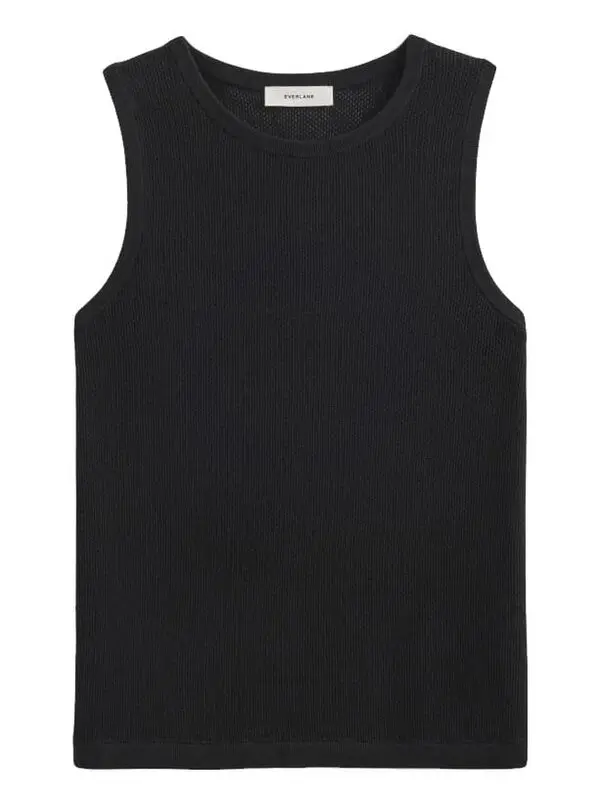 Everlane Textured Knit Tank Top Sweater - Black