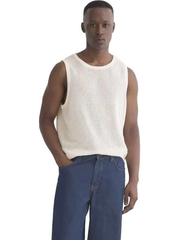 Everlane Textured Knit Tank Top Sweater - Bone