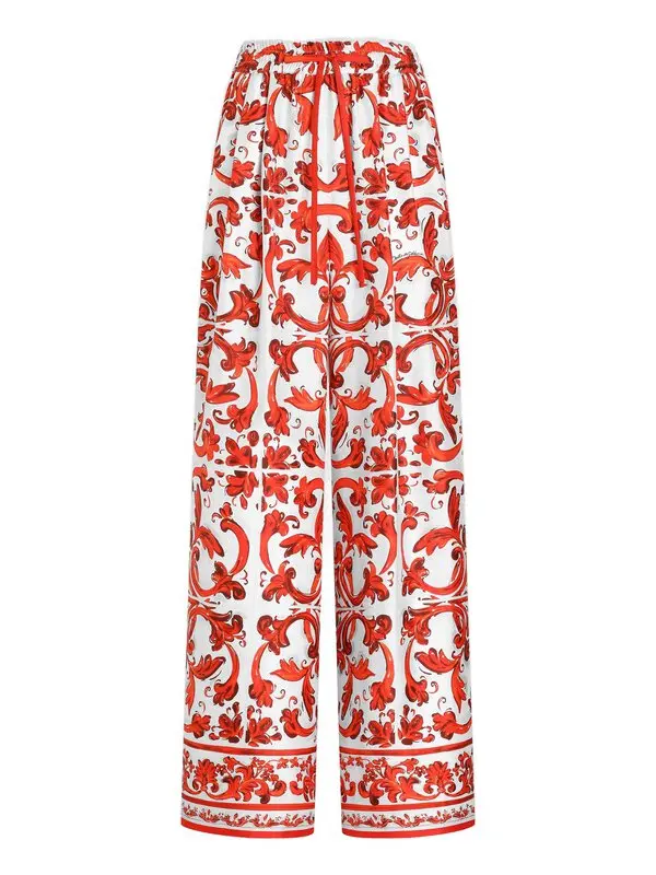Dolce & Gabbana Majolica-print Silk Trousers - Multicolor