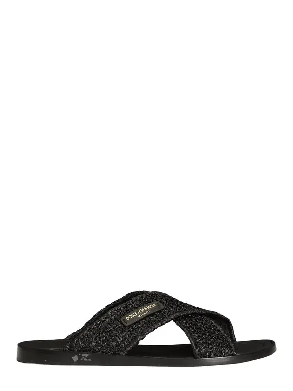 Dolce & Gabbana Raffia Sandals - Black