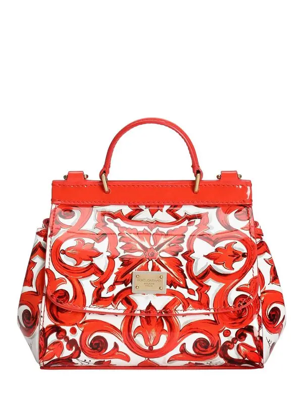 Dolce & Gabbana Sicily Handbag In Majolica-print Patent Leather - Multicolor