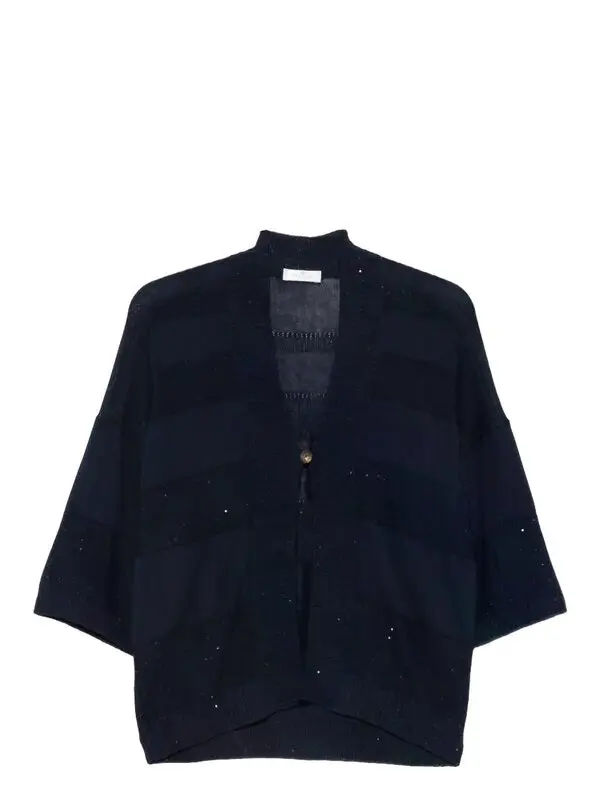 PANICALE Sequin-embellished Striped Cardigan - Blue