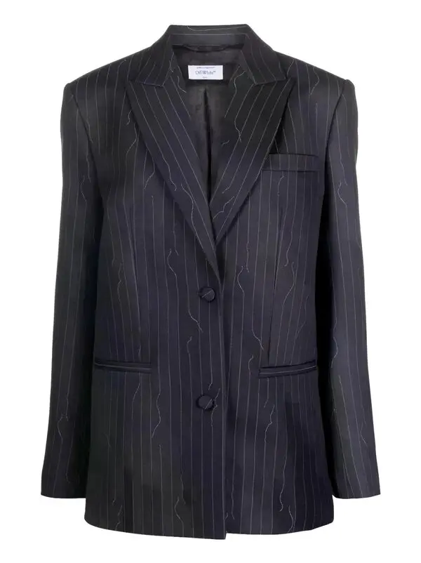 Off-White Pinstripe Pattern Blazer - Grey