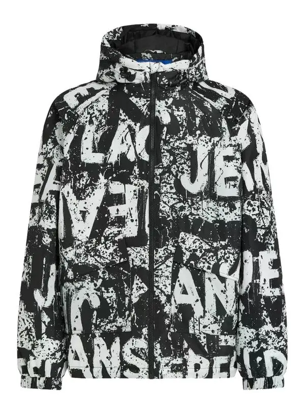 Karl Lagerfeld All-over Logo Print Hooded Jacket - Black
