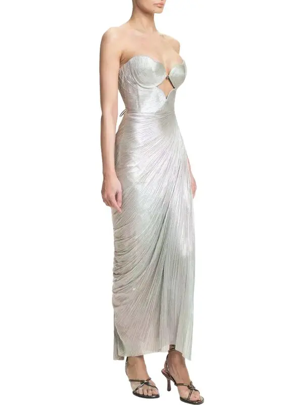MARIA LUCIA HOHAN Amisha Cut-out Pleated Maxi Dress - Silver