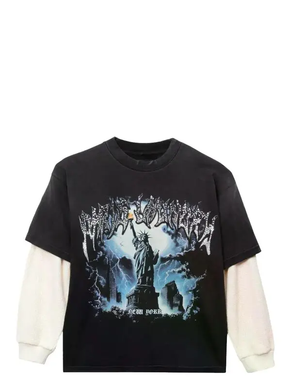 PARIS LAUNDRY Layered Graphic T-shirt - Black