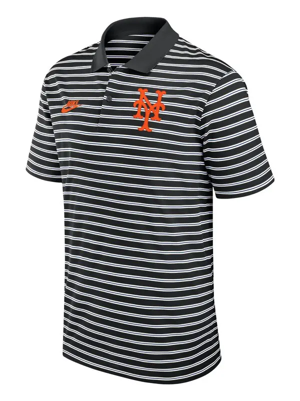 Nike New York Mets Cooperstown Striped Victory Dri-fit Mlb Polo - Black