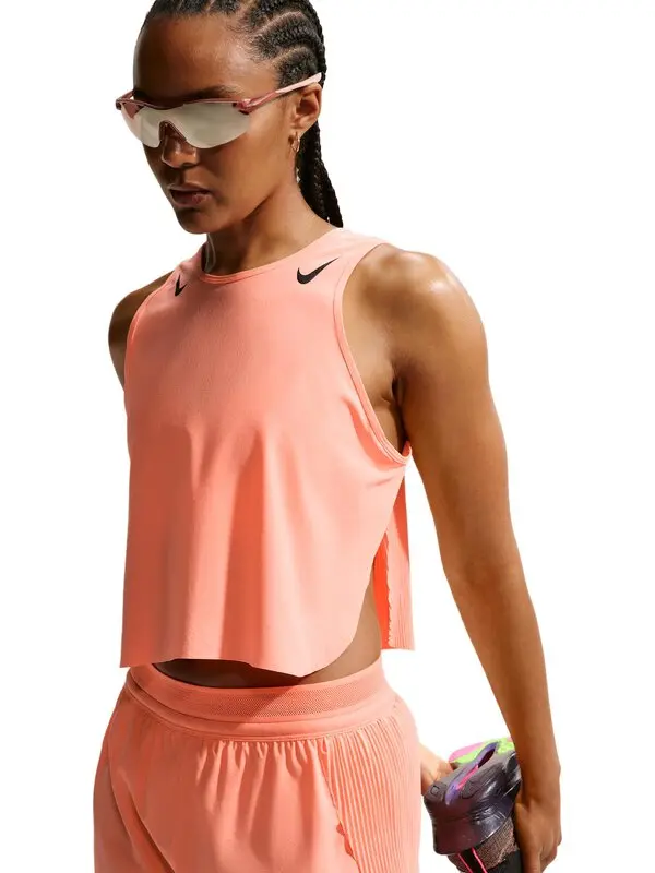 Nike Aeroswift Dri-fit Adv Cropped Running Tank Top - Orange