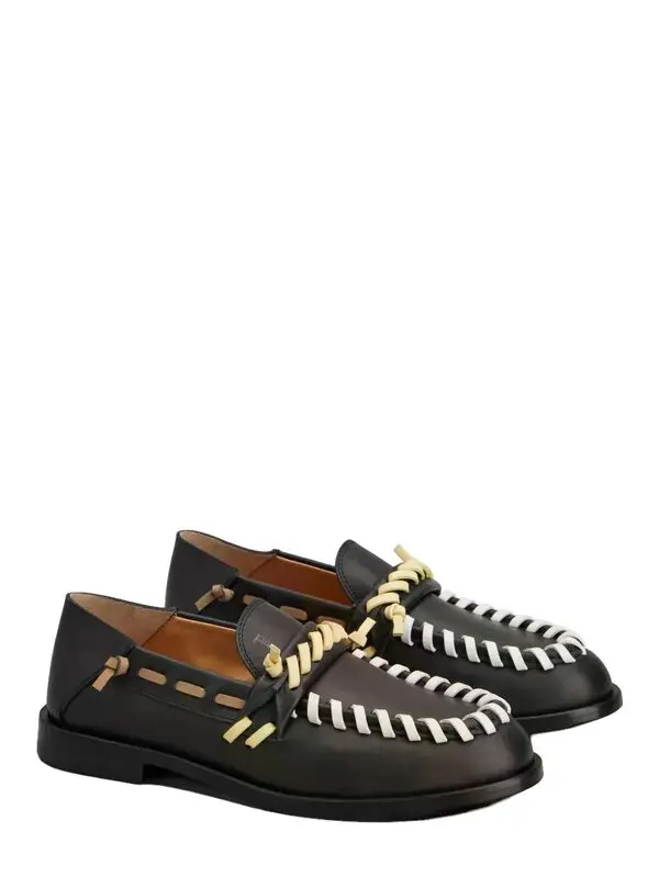 TOD'S Braided Leather Loafers - Black