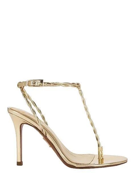 Retrofete Metallic Gold Patent Leather Ankle Strap Sandals - Light Gold