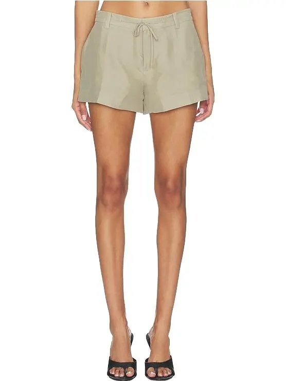 Alexander Wang Mid Rise Drawstring Shorts - Army Tan