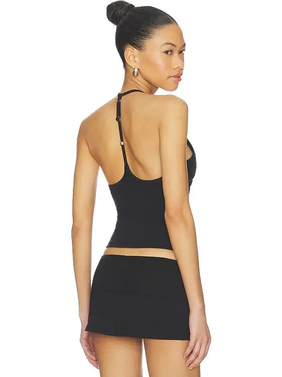 Frankies Bikinis X Jennie Chantal Halter Cotton Jersey Top - Black