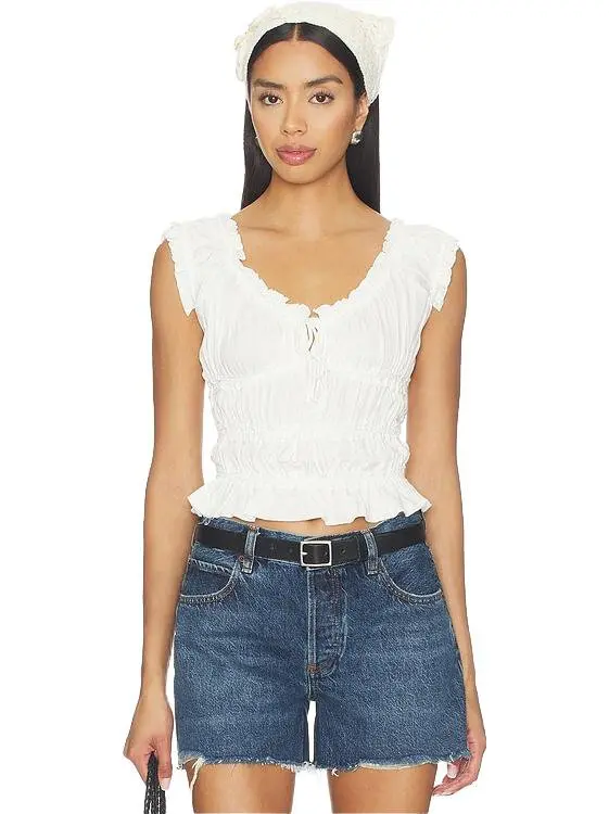 MORE TO COME Kristie Ruched Top - White