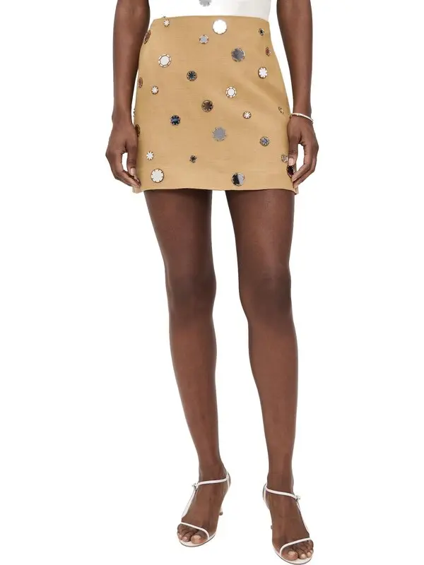 Tanya Taylor Ari Embellished Mini Skirt - Dark Khaki
