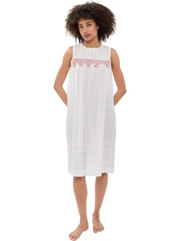 DAMSON MADDER Ambrose Midi Night Dress - White