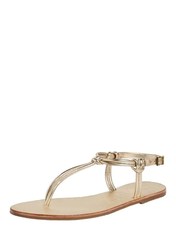 Schutz Nina Metallic Leather Sandals - Platina