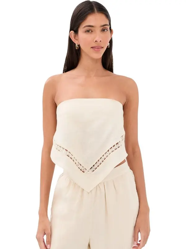 Simkhai Lahni Linen Lace Top - Sand