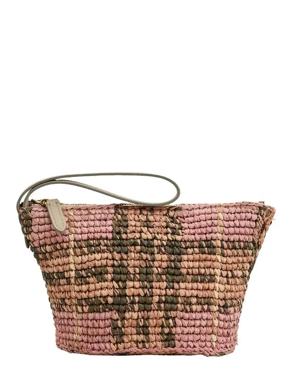 Burberry Margate Raffia Pouch - Pink