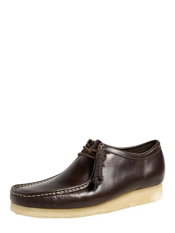 Clarks Wallabee Leather Lace Up Shoes - Dark Brown Leather