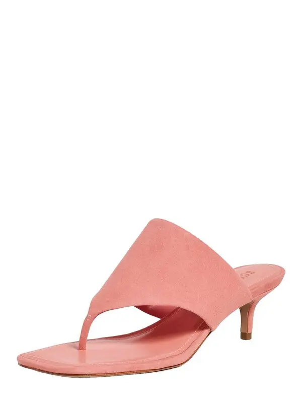 Schutz Sage Suede Kitten Heel Thong Sandals - Sweet Coral