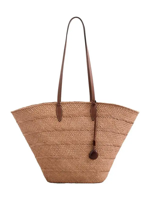 HUNTING SEASON The Large Trapeze Basket Tote Bag - Nuez/cognac