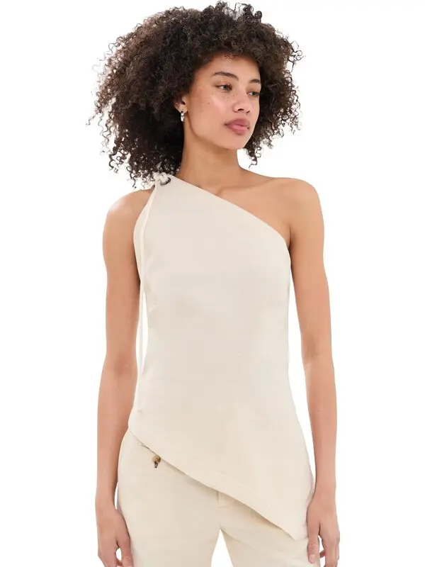 Helmut Lang Asymmetrical One-shoulder Top - Muslin
