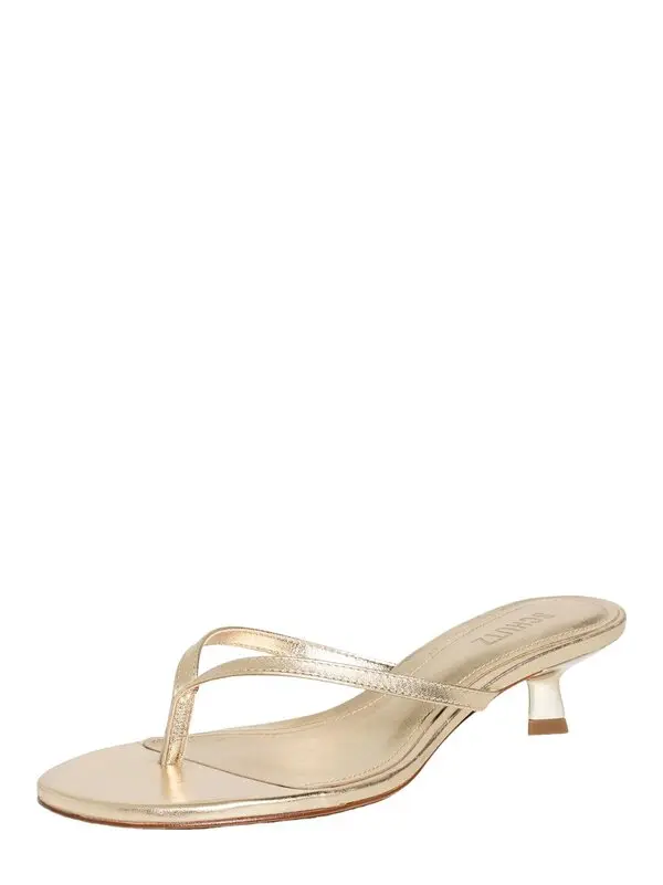 Schutz Carolyn Metallic Kitten Heel Sandals - Platinum
