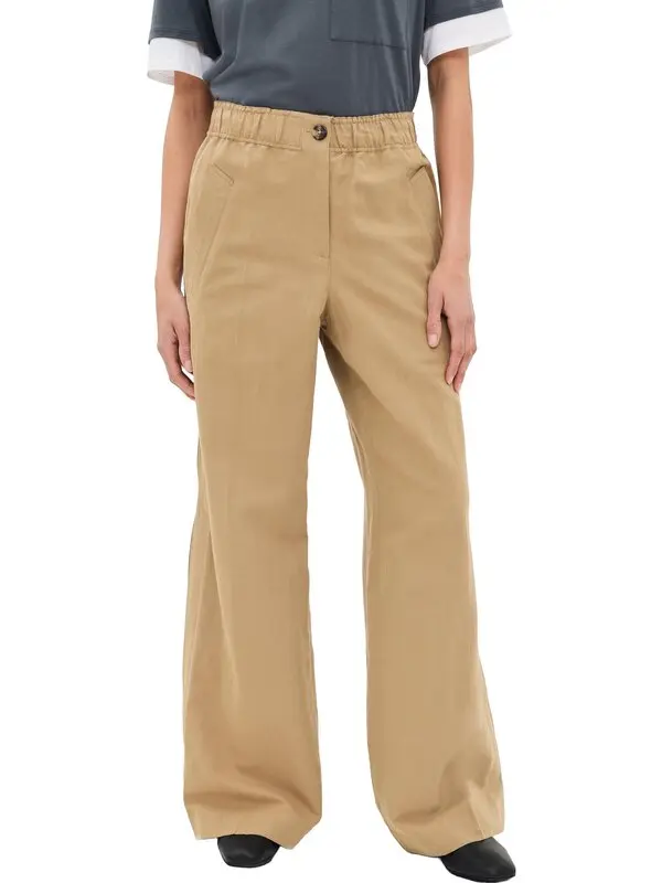 Helmut Lang Wide-leg Cotton-linen Trousers - Trench