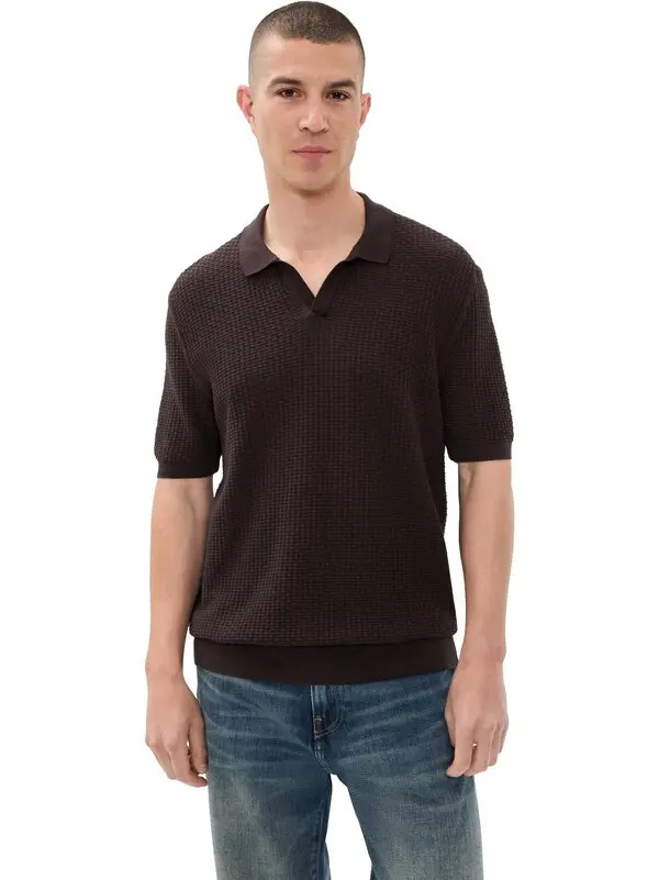 BOSS Natalo Knit Polo Top - Dark Brown
