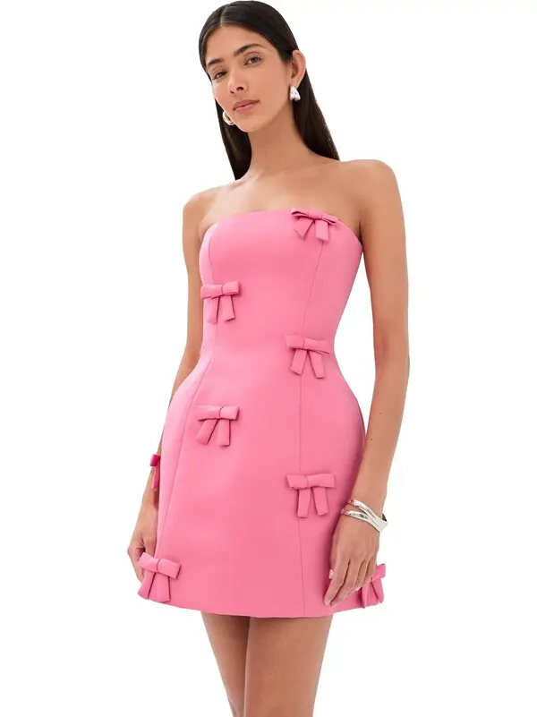LEO LIN Roselle Bow Mini Dress - Fuchsia