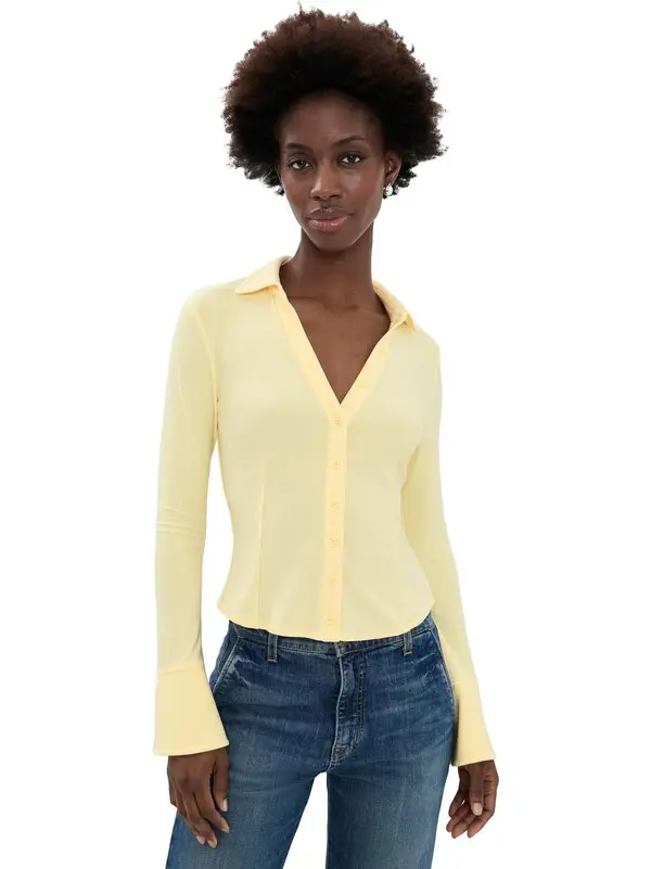 Alice + Olivia Freya Fitted Button-down Shirt - Butter
