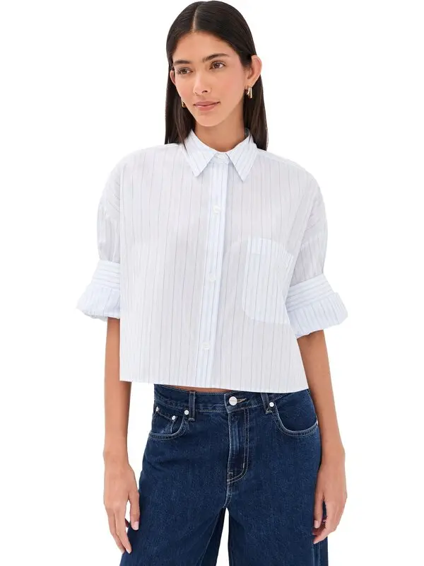 TWP Cotton Striped Shirt - White / Blue
